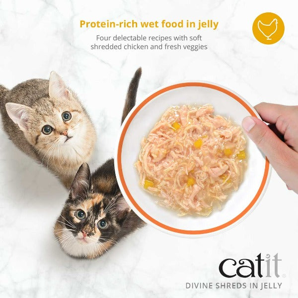 Catit Divine Shreds Chicken with Liver & Broccoli in Jelly Canned Cat ...