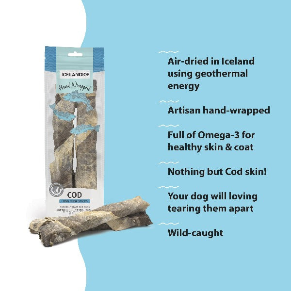 Icelandic+ Hand Wrapped Cod Skin Sticks for Dogs (SPECIAL ORDER ITEM ...