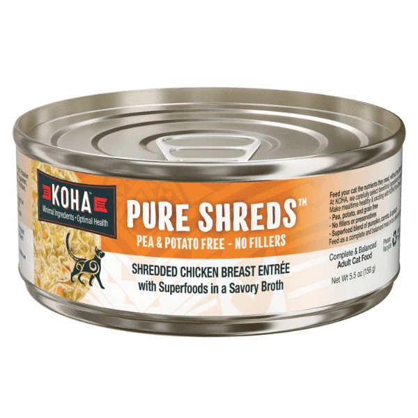 KOHA Pure Shreds Shredded Chicken Entree Canned Cat Food, 5.5oz ...